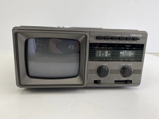 UNISONIC AM FM 2 BAND RADIO VHF/UHF MICRO TV XL-990 Portable Works /rw ...