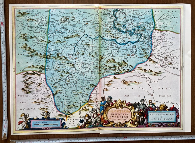 OLD ANTIQUE MAP Upper Clydesdale, Scotland 1600's: PONT, BLAEU: REPRINT ...