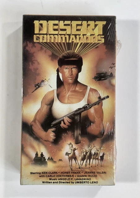 VINTAGE 1991 DESERT Commandos VHS Movie SEALED WW2 Ken Clark Umberto ...