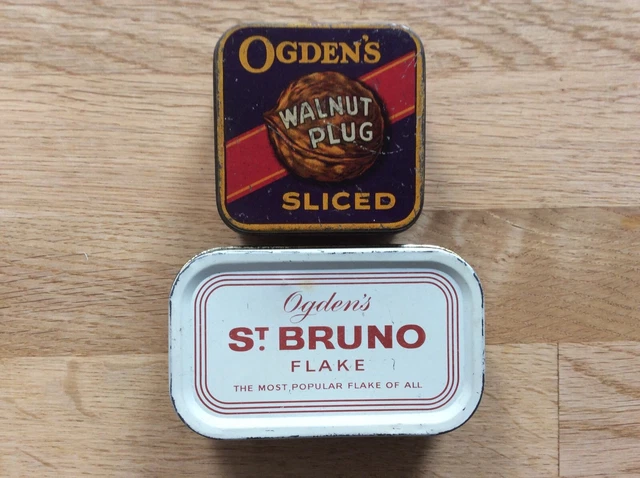 VINTAGE OGDEN’S TOBACCO Tins Walnut Plug Sliced & St. Bruno Flake Pipe ...