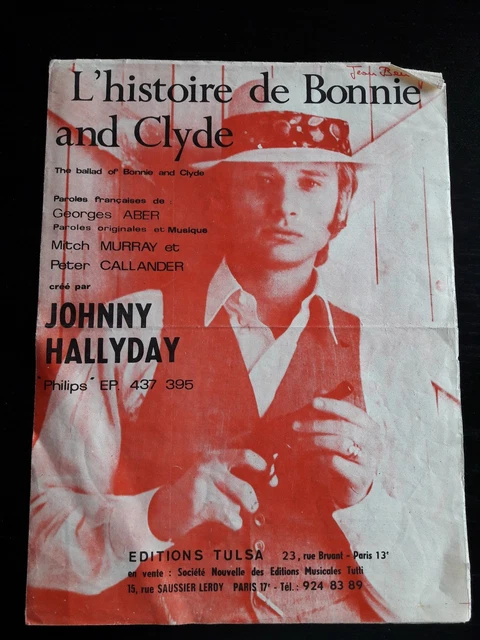 PARTITION ANCIENNE L'histoire de Bonnie and Clyde / Johnny Hallyday EUR ...