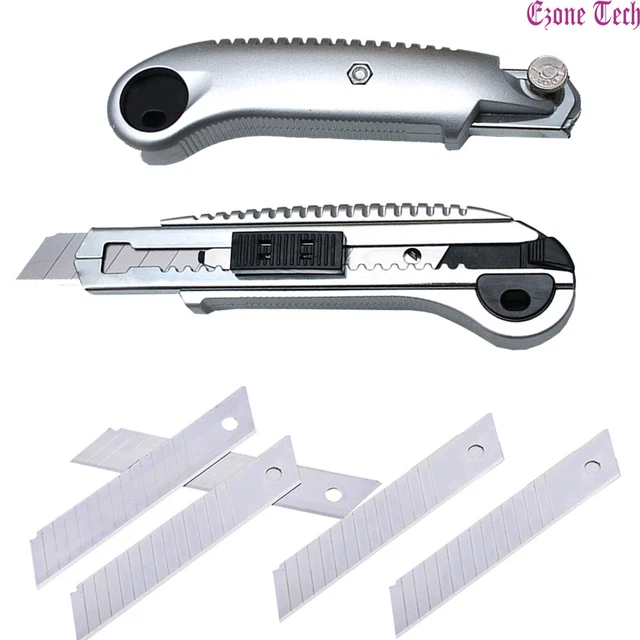 UTILITY KNIFE BOX Cutter Retractable Lock Razor with 5 Sharp Blades ...