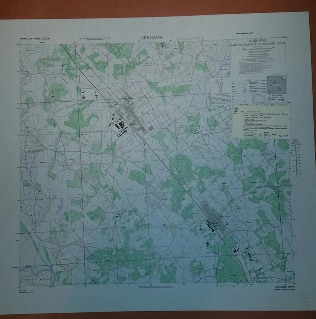 1946 US ARMY Map City Plan of Okegawa, Saitama Prefectur, Honshu Japan ...