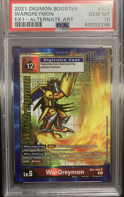 PSA 10 Digimon TCG WarGreymon EX1-009 Alt Art GEM MT Classic Collection ...