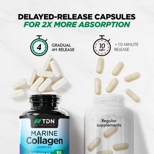 HIGH STRENGTH MARINE Collagen Capsules 1400mg with Hyaluronic Acid £19. ...