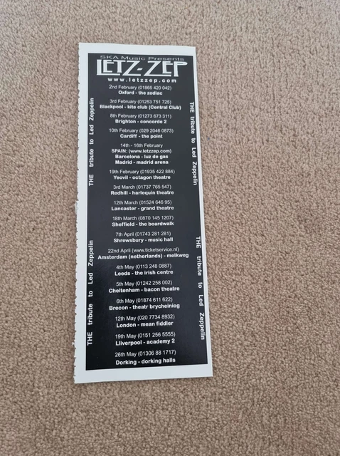 TNEWL36 ADVERT 11X4 Letz-Zep : The Tribute To Led Zeppelin : Concert ...