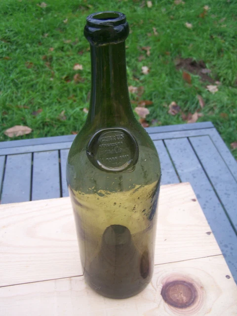 BOUTEILLE VERRE ANCIEN soufflé cachet C BRUN China 1813 voiron seal ...