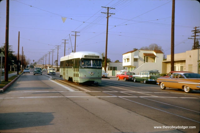 LAMTA LOS ANGELES PCC Streetcar #3096 1963 35mm Original Kodachrome ...