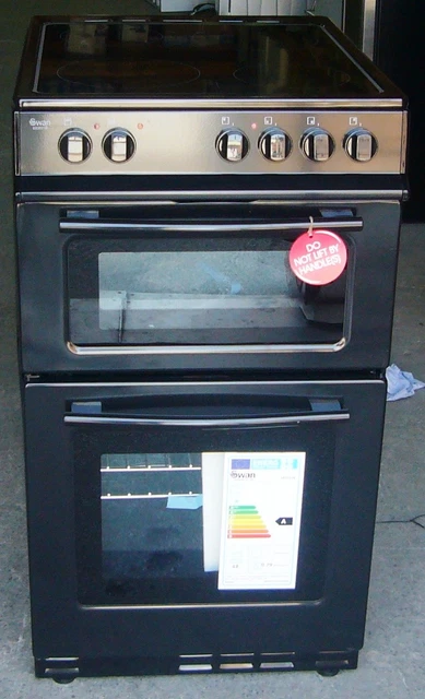 SWAN “SX2021B” 50CM Freestanding Ceramic Twin Cavity Black Electric ...