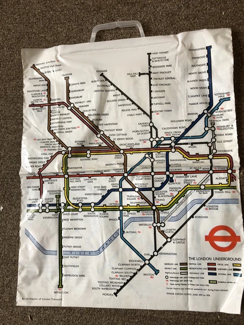 VINTAGE 1970S (DATED) London Underground plastic carrier bag with ...