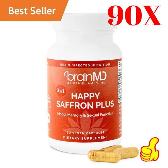 DR AMEN BRAINMD Happy Saffron Plus | 90 Capsules Saffron Flower Extract ...