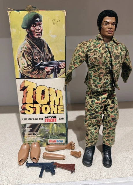 VINTAGE ACTION MAN Tom Stone & original box figure outfit Heckler ...