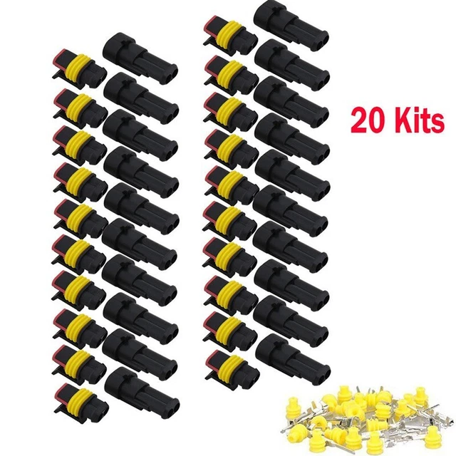 LOT DE 20 kit de connecteur étanche pour câblage voiture camion moto et bateau EUR 19,79 ...