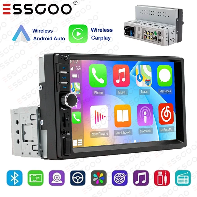1/2 DIN 7& Car Stereo Head Unit Bluetooth USB SWC FM Apple Carplay ...