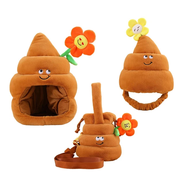 PLUSH POOP HAT Cosplay Poop Cap Dress up Novelty Headgear Stuffed Toy ...