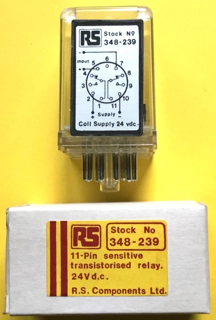 RS 348-239 11-PIN sensitive transistorised relay 24v dc NOS, NIB £15.00 ...