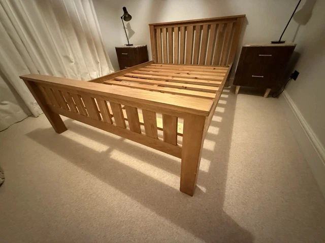 SOLID OAK DOUBLE Bed Frame £84.58 - PicClick UK