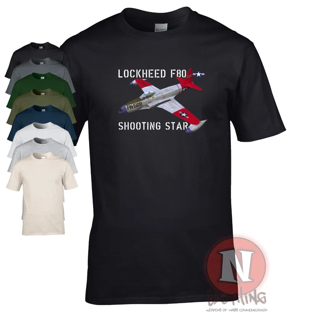 LOCKHEED F80 SHOOTING star t-shirt WW2 Cold war jet fighter aircraft ...