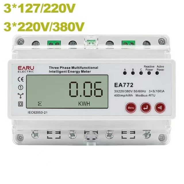 3 PHASE SMART Electronic Energy Power Under Current Voltage kWh Meter ...