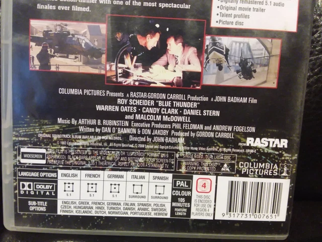 BLUE THUNDER 1983 Roy Scheider DVD REGION 4 HELICOPTER ACTION MOVIE ...