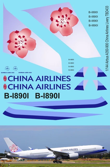 1/144 DECALS AD Acqua per Airbus A350 - 900 China Airlines Livery ...