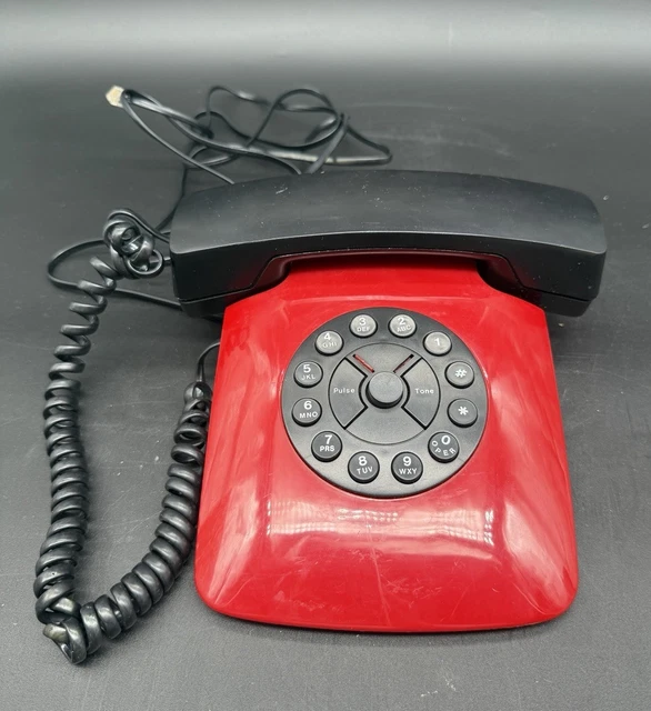 MAJESTIC TELEPHONE RED Push Button W/ Black Receiver Landline MOD ...