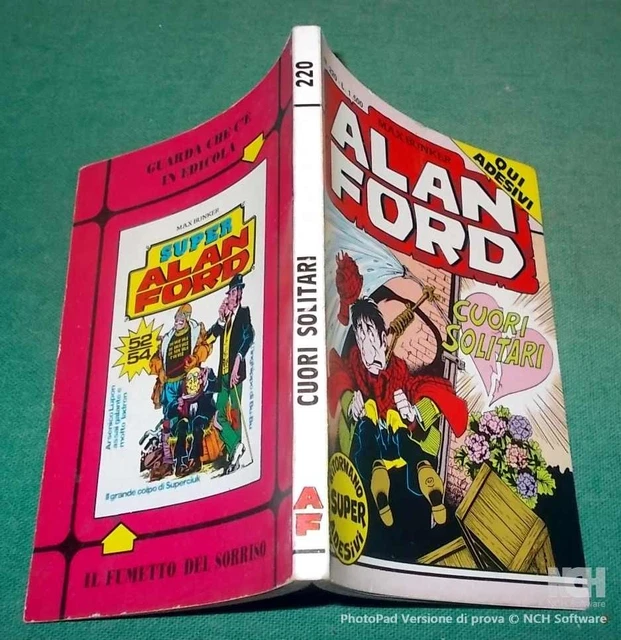 ALAN FORD N. 220 "Cuori Solitari" con ADESIVI edizioni Max Bunker 1987 ...