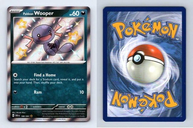 PALDEAN WOOPER #180/91 SV Paldean Fates Pokemon 2024 Shiny Rare TCG ...