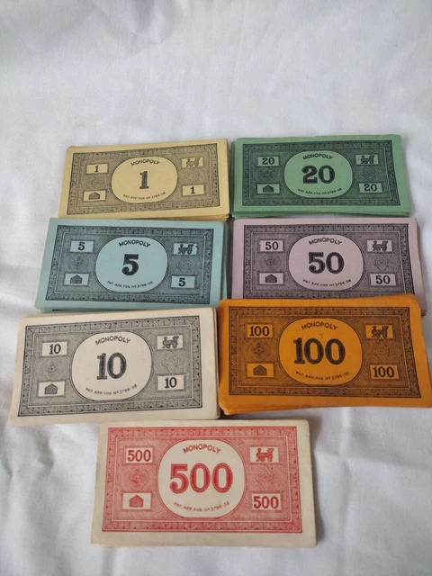 MONOPOLY VINTAGE 1940S FULL SET OF MONEY NOTES Patent 3796-36 £6.99 ...