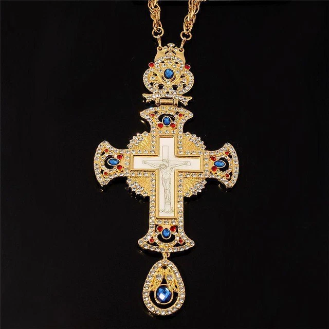 CHRISTIAN PECTORAL RELIGION Cross Necklace Ornate Crucifix Jesus ...