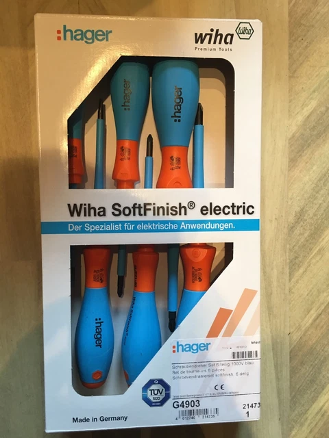 HAGER WIHA BLUE electricians screwdriver set. Electrical Insulated ...