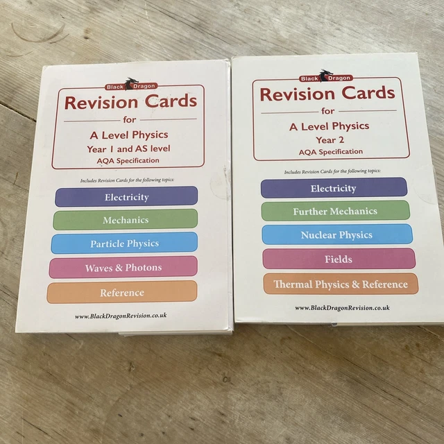 BLACK DRAGON REVISION Cards A-Level physics AQA Year 1+2 £20.00 - PicClick UK