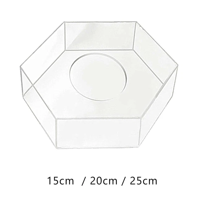 HEXAGON DISPLAY RISER Display Box Fillable Cake Pillar Stand Clear ...