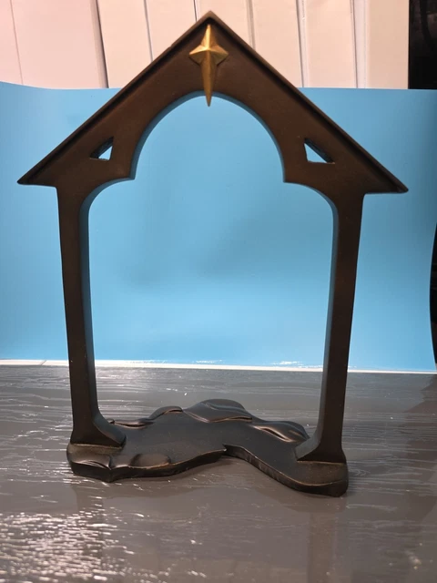 PARTYLITE BRONZE TONE Holy Night Nativity Tealight -Creche Manger Piece ...