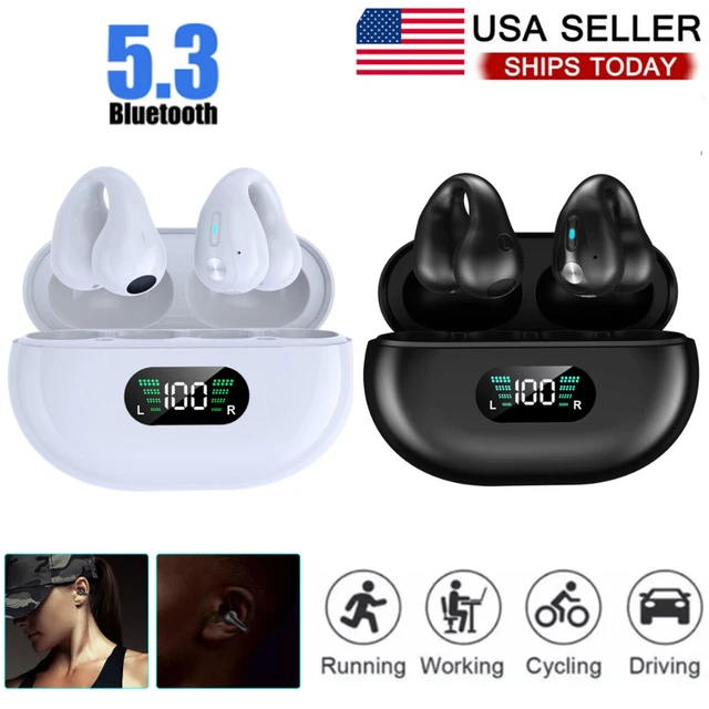 BLUETOOTH 5.3 WIRELESS Earbuds Ear Clip Bone Conduction Headphones ...