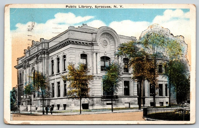 PUBLIC LIBRARY SYRACUSE NY Postcard c1919 Divided Back White Border $4. ...