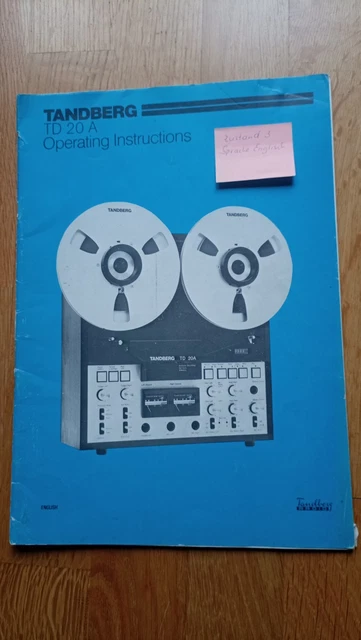 TANDBERG TD 20 A Owners Manual English original Operating Instructions ...