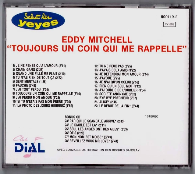 RARE CD EDDY Mitchell "Toujours Un Coin Qui Me Rappelle" EUR 13,00 ...