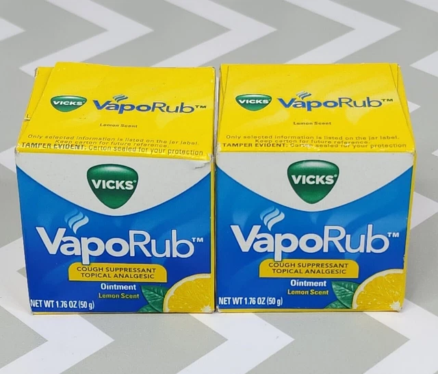VICKS VAPORUB OINTMENT Cough Suppressant Topical Analgesic Lemon Exp ...