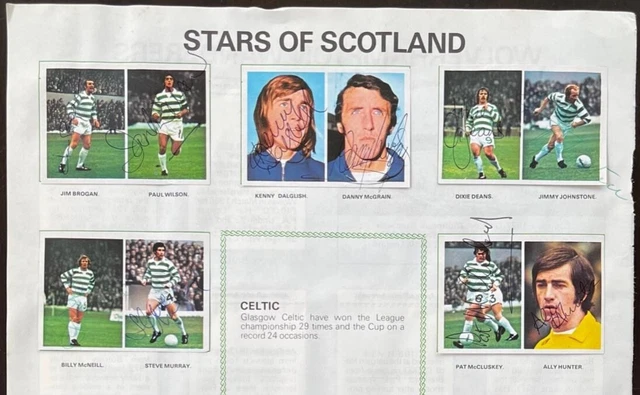 CELTIC SIGNED 1975/76 FKS Soccer Stars Team sticker card set Dalglish ...