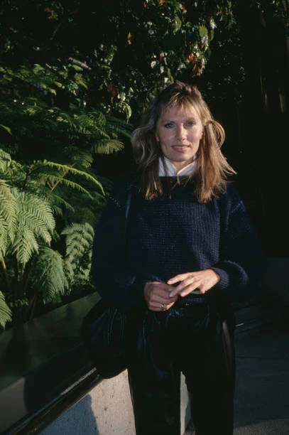SWEDISH ACTRESS MAUD Adams wearing a black woollen sweater 1985 Old ...
