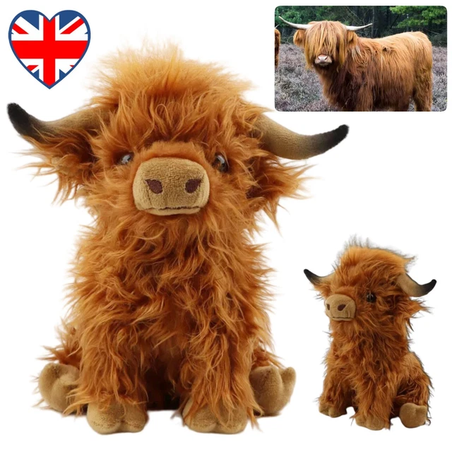 CLEVER BROWN HIGHLAND Cow Coo Cuddly Toy Plush Stuffed Scottish ...