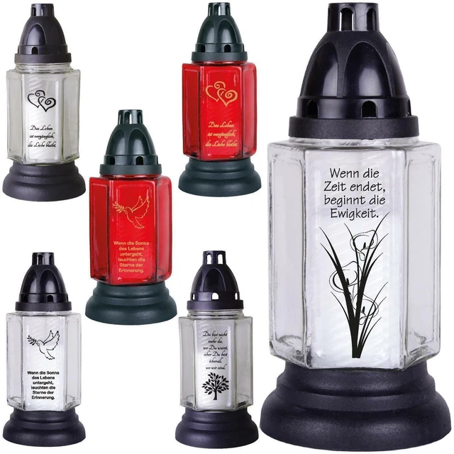 CANDELA FUNERARIA CON motivo e frase in versi Ermozioni luce tomba luce ...