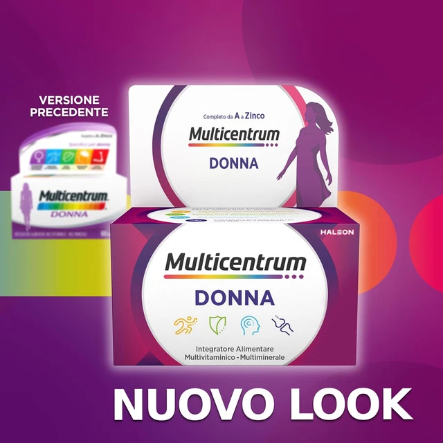MULTICENTRUM DONNA INTEGRATORE Alimentare Multivitaminico, Con Acido ...