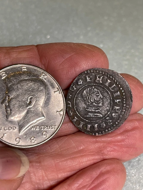 1663 KING PHILIP IV Milled Coin Spanish Pirate Treasure Era 16 Maravedi ...