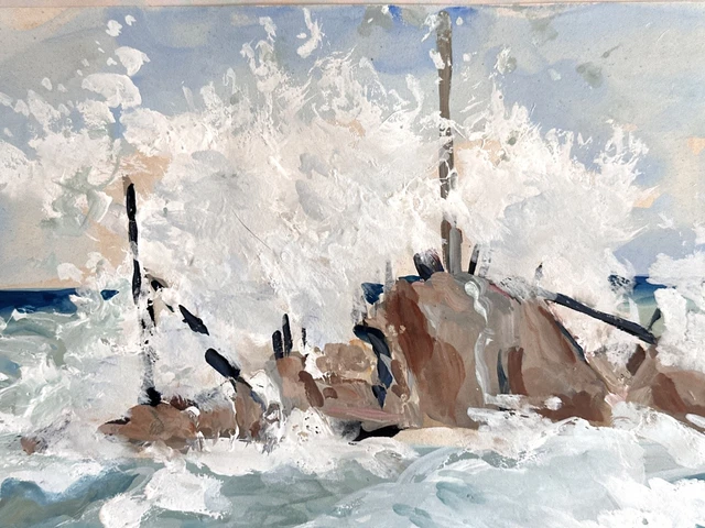 OLD ORAN CANASTEL Orientalist Drawing The Beach WAVE CHARLES DE GASTYNE ...