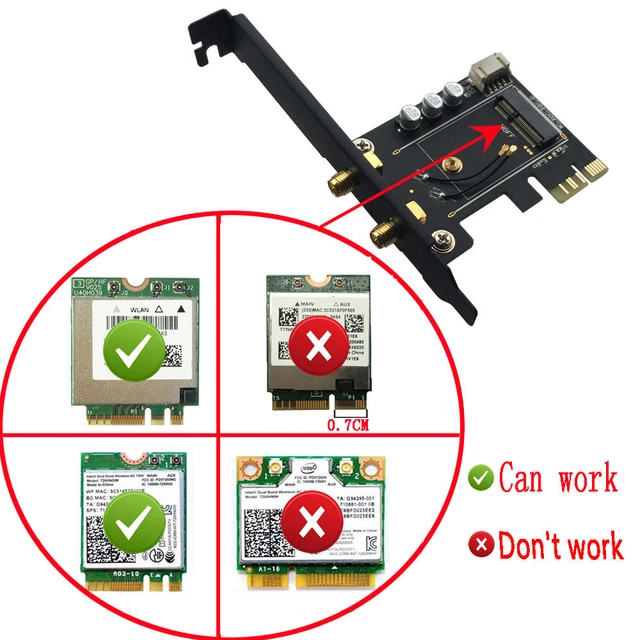 NGFF WIRELESS CARD To PCIe 1X 8X 16X Desktop WIFI WLAN CARD bracket ...