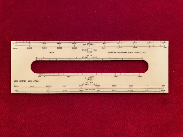 WW2 SCALE RULER PROTRACTOR - 6 INCH IVORINE A MK IV British Army Map ...