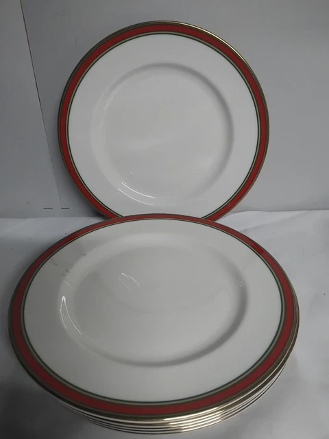 6 VINTAGE GOLD, Red And Green Royal Doulton Ribbons Salad Plates £25.00 ...
