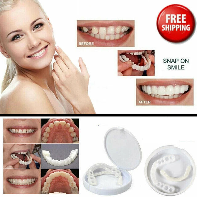SMILE SNAP ON Upper＆Bottom False Teeth Dental Veneers Denture Tooth ...
